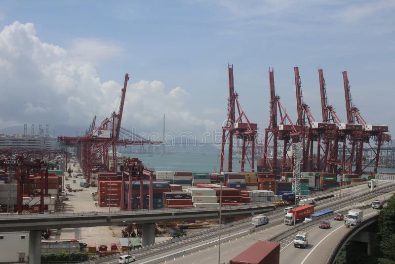 The Industrial Port with Containers Editorial Image - Image of port ...