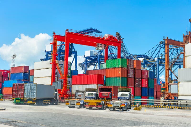 Industrial Port with Containers in the Cargo Stock Photo - Image of ...