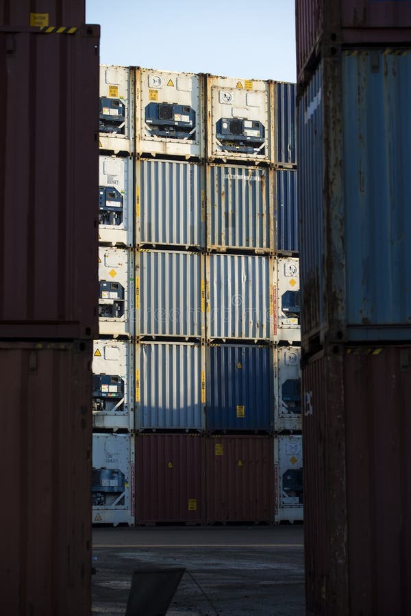 Industrial Port with Containers Stock Image - Image of commercial ...