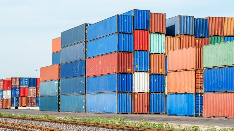 Industrial Port with Containers Stock Photo - Image of import, freight ...