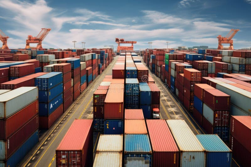 Loading Shipping Containers in Port with Cranes Stock Photo - Image of ...