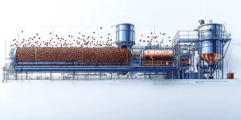 Industrial Potato Processing System Showcasing Raw Potatoes Moving ...