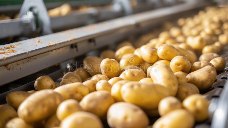 Industrial Potato Sorting Conveyor Belt Stock Illustration ...