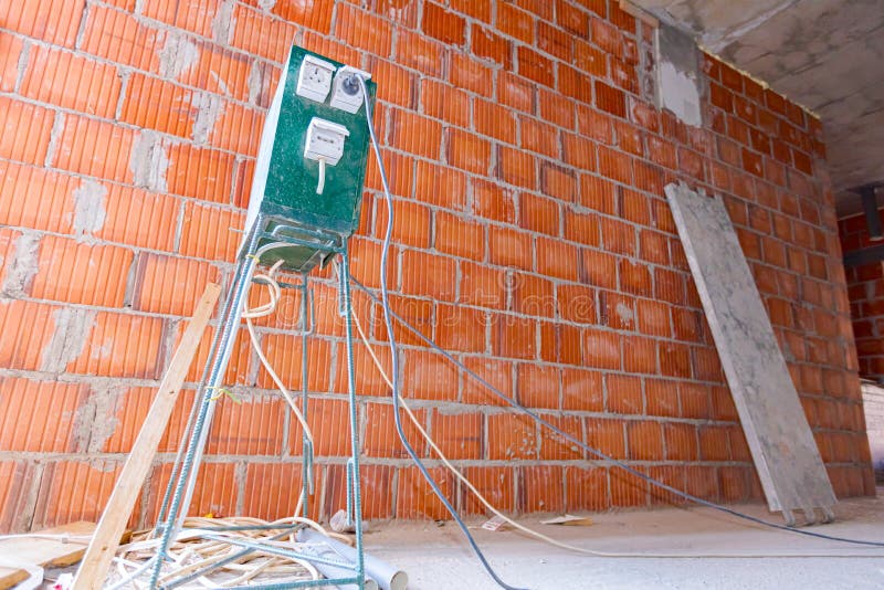 Industrial Power Outlets, Electric Plugs at the Construction Site Stock ...