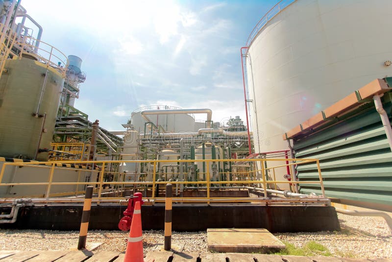 Industrial Power Plant with Big Tank Stock Photo - Image of heavy ...