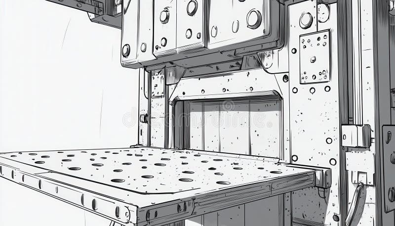 Industrial Press Machine with Perforated Table in a Manufacturing ...