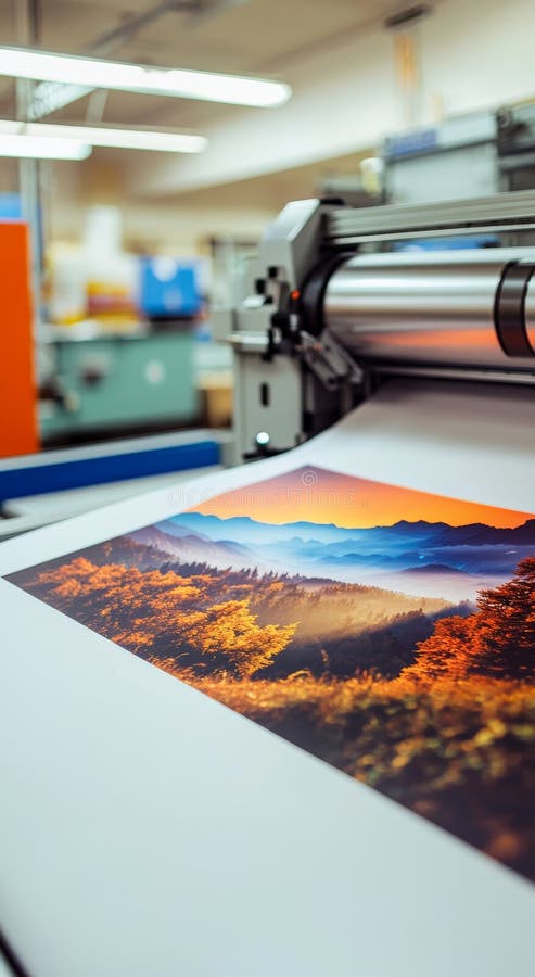 Industrial Printer Generating Superior Color Landscape Prints. Stock ...