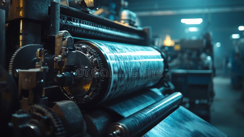 Industrial Printing Machine Rolling Fabric Design Stock Illustration ...