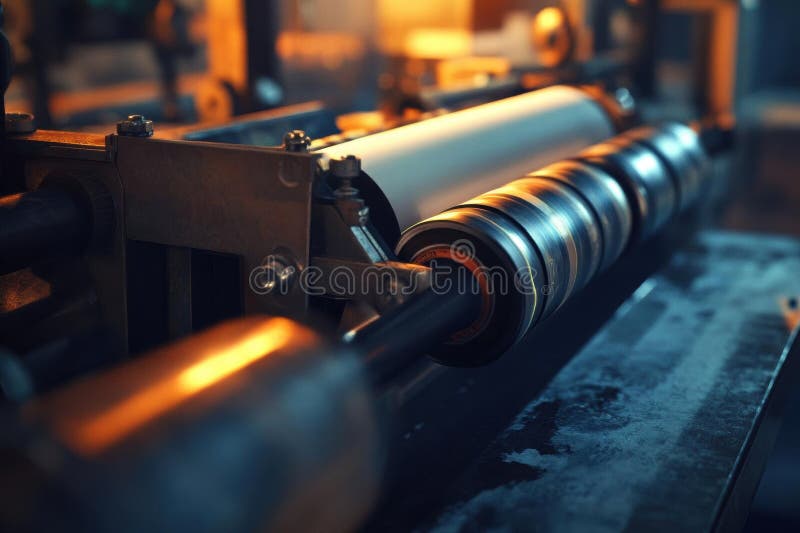 Industrial Printing Press, Close-up of the Mechanism Stock Illustration ...