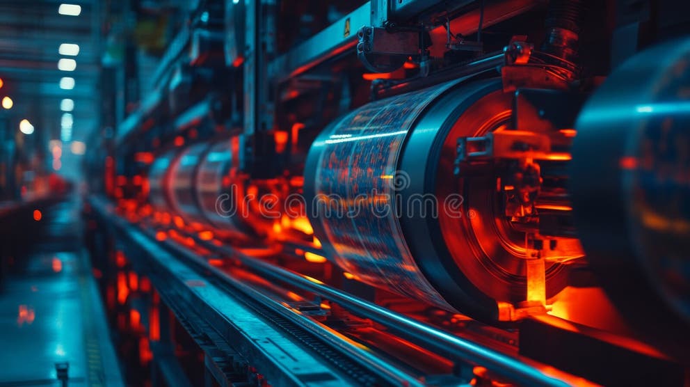 Industrial Printing Press Manufacturing Process Stock Illustration ...