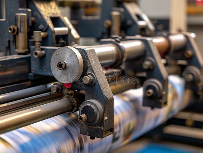 Industrial Printing Press in Operation Stock Photo - Image of ...
