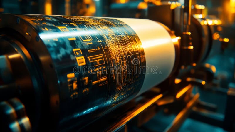 Industrial Printing Press Rotating Cylinder Design Stock Illustration ...