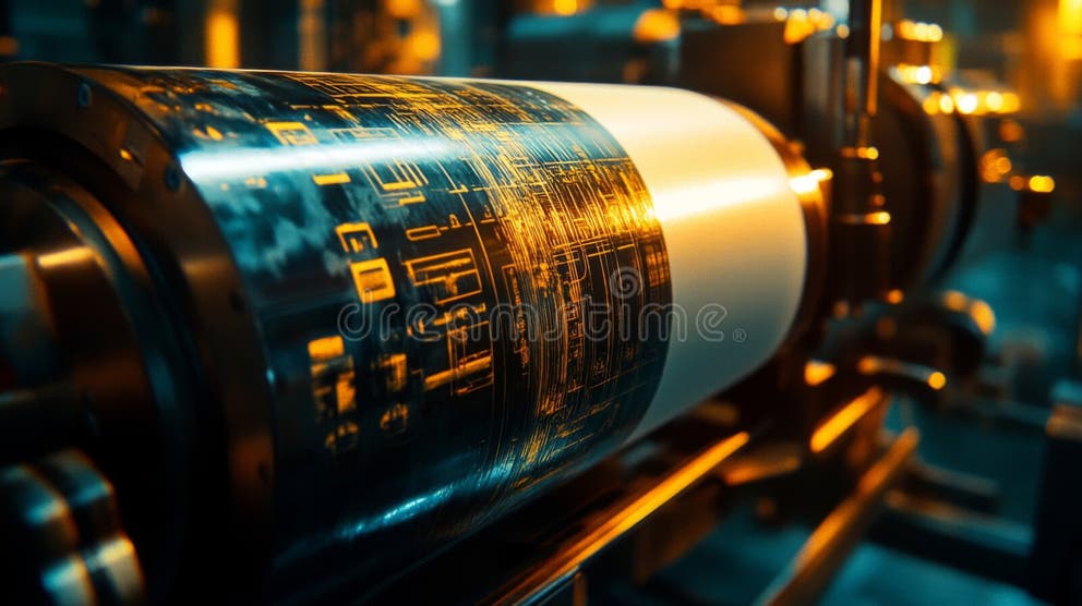 Industrial Printing Press Rotating Cylinder Design Stock Illustration ...