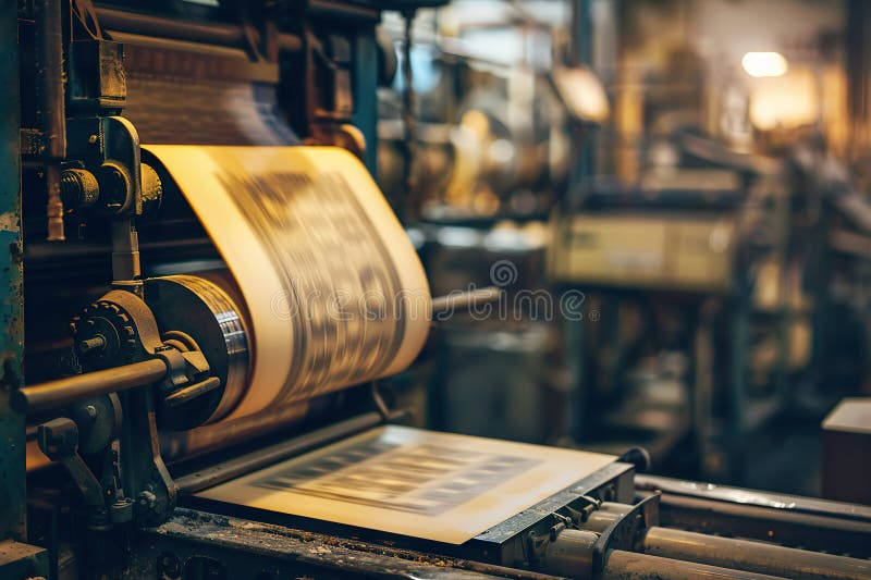 Industrial Printing Press Work Operation Machine Processing Paper Roll ...