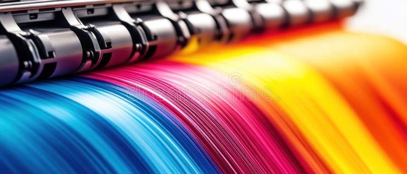 Industrial Printing Process with Vibrant Colors Stock Illustration ...
