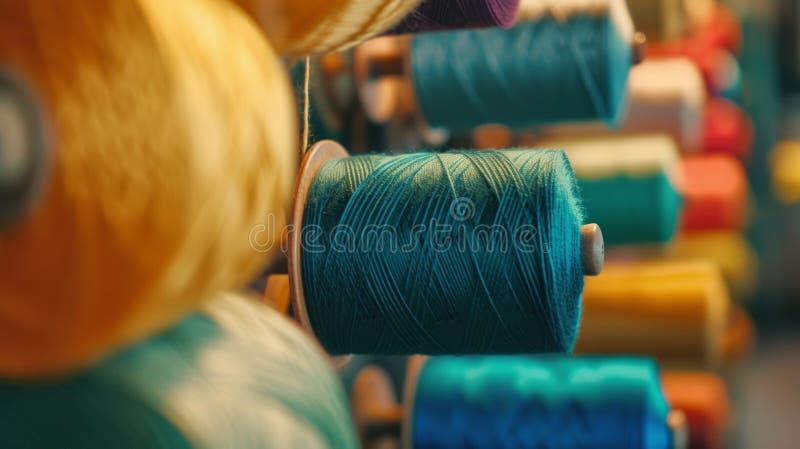 Industrial Pro Textile Machine with Colors Threads Industrial Stock ...
