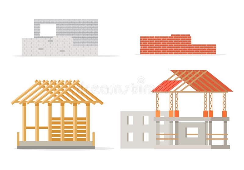 Industrial Process of Building New House. Stages Stock Vector ...