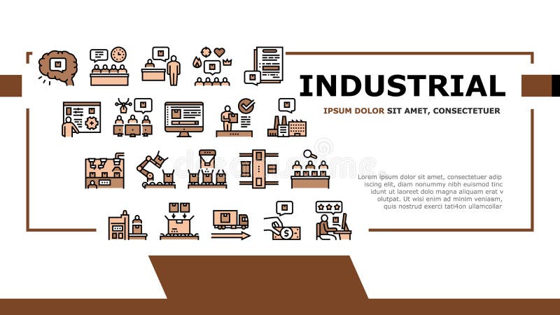 Industrial Process Landing Header Vector Stock Vector - Illustration of ...