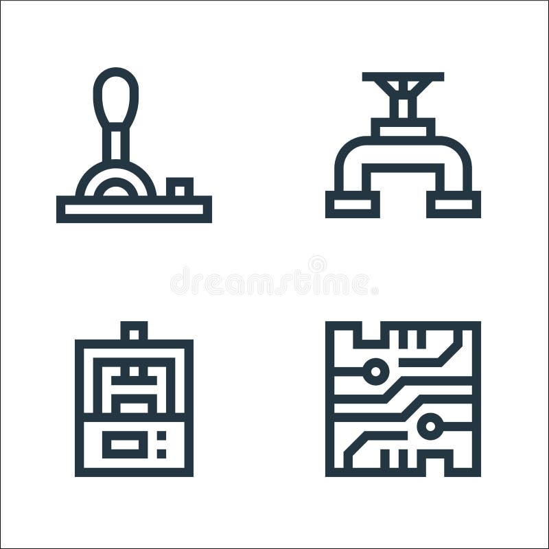 Industrial Process Line Icons. Linear Set Stock Vector - Illustration ...