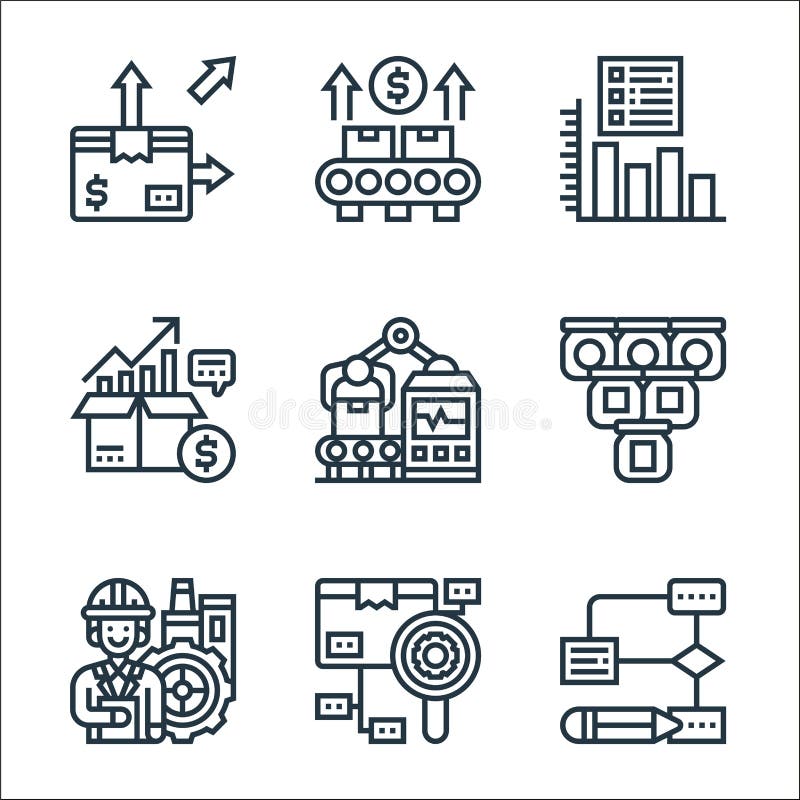 Flowchart Icon Vector from Industrial Process Concept. Thin Line ...