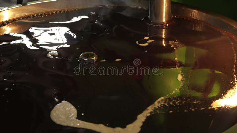 Industrial Process of Mixing Technical Oil. Close-up Stock Footage ...