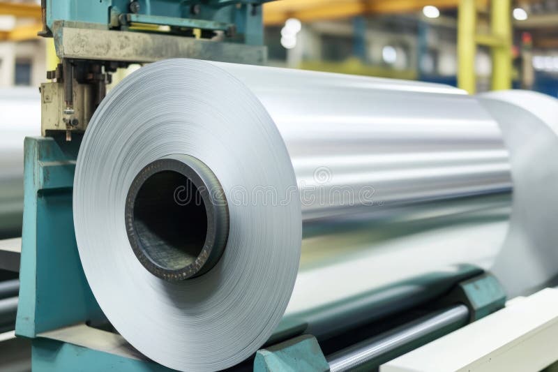 Industrial Process of Rolling Aluminum in a Factory Setting Stock Image ...