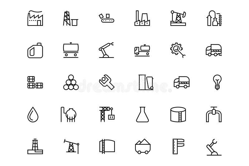Industrial Processes Vector Line Icons 1 Stock Illustration ...