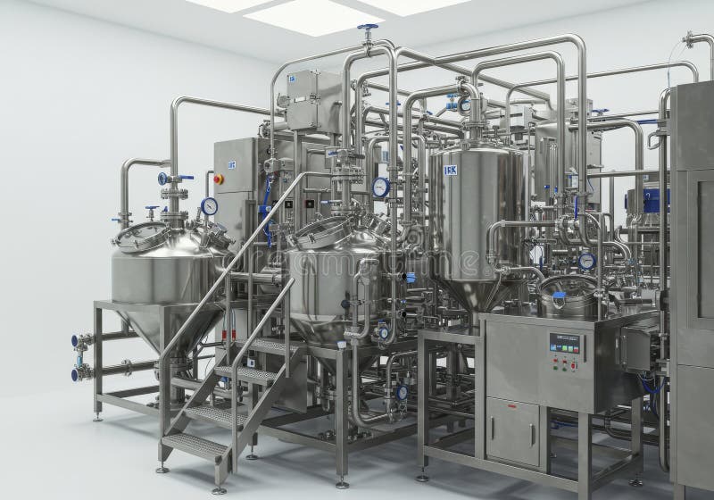 Industrial Processing Equipment with Stainless Steel Tanks and Piping ...
