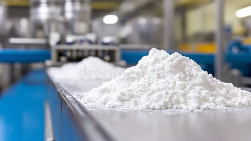 Industrial Processing of Powder Material is Taking Place on a White ...