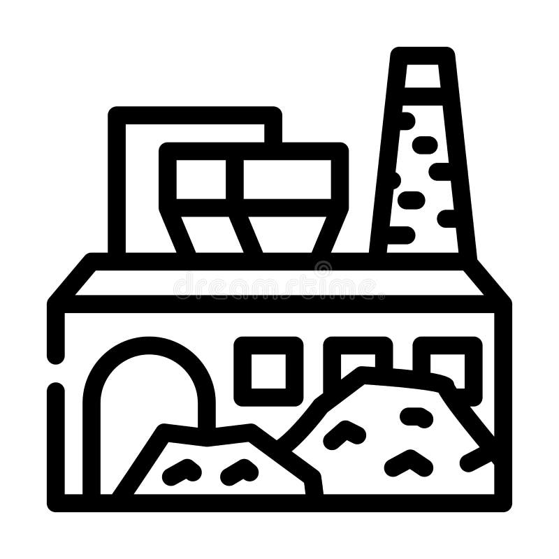 Industrial Processing Solid Waste Line Icon Vector Illustration Stock ...