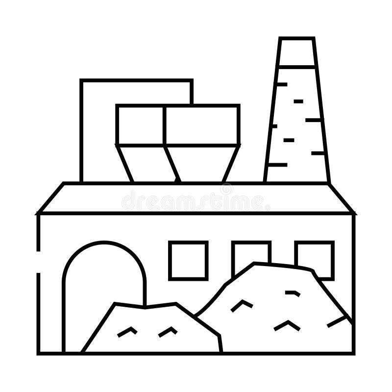 Industrial Processing Solid Waste Line Icon Vector Illustration Stock ...