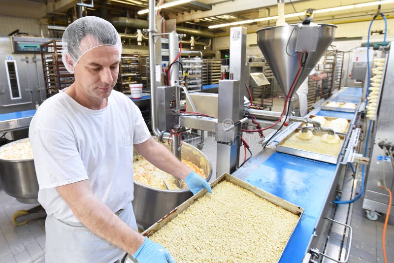 Industrial Production of Cakes and Tarts in a Large Bakery on an ...