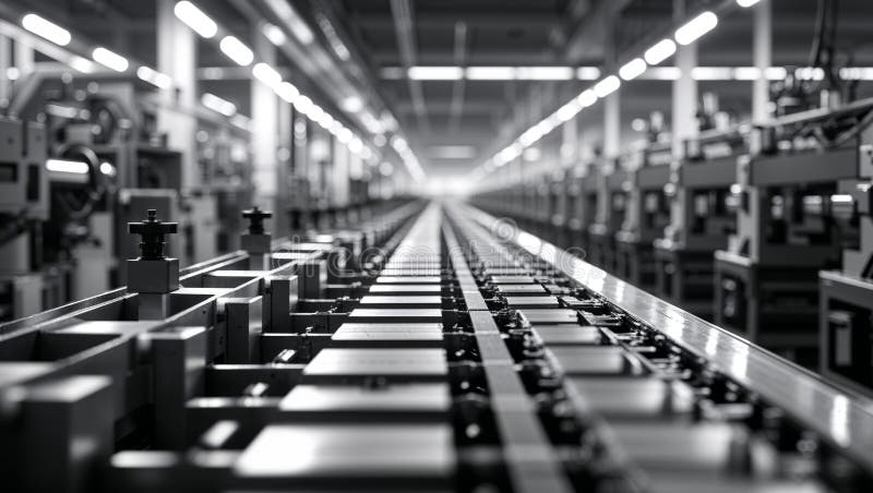 Industrial Production Line Dynamic Lighting Depth Perspective Stock ...