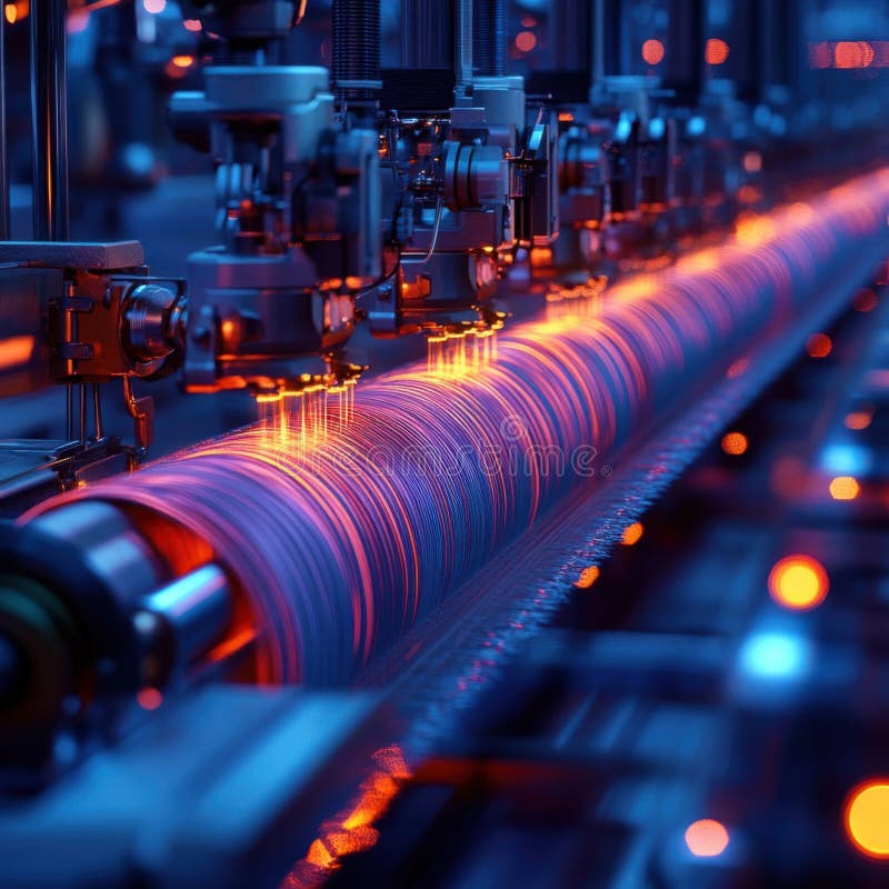 Industrial Production Line with Machinery and Vibrant Lights Stock ...