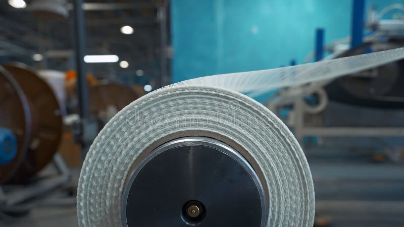 Industrial Production of Plastic Mesh. Creative. Winding of Industrial ...