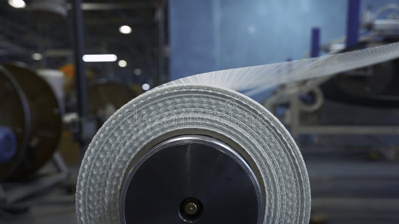 Industrial Production of Plastic Mesh. Creative. Winding of Industrial ...