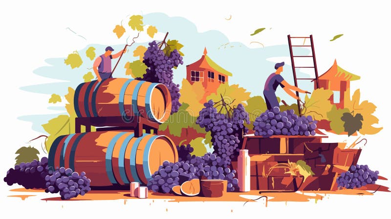 Industrial Production of Wine Involves Harvesting and Processing Grapes ...