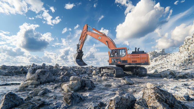 The Industrial Progress of Heavy Excavators Digging in a Construction ...