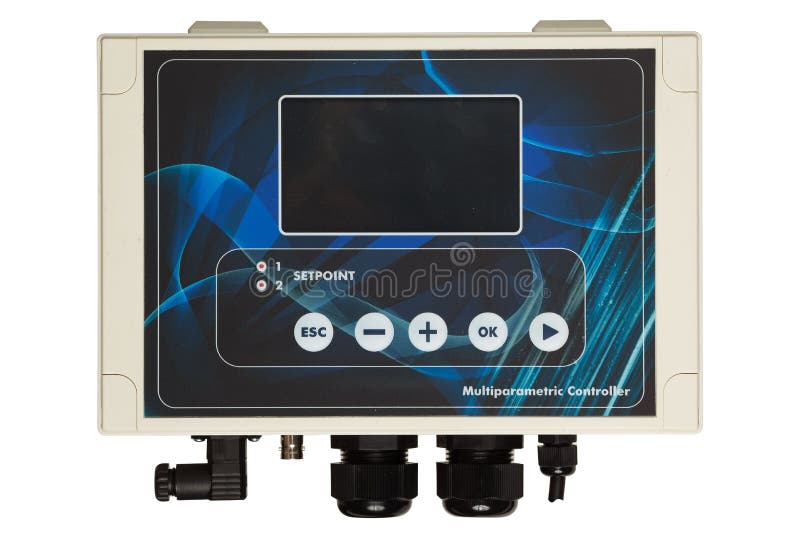 Industrial Pump Controller with Display Isolated on White Background ...