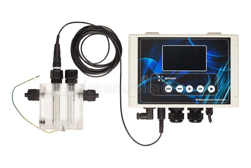 Industrial Pump Controller with Display Isolated on White Background ...