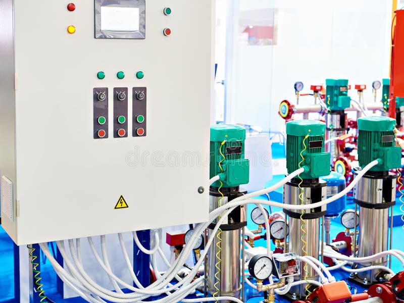 Industrial Pumping Units with Control Panels Stock Photo - Image of ...
