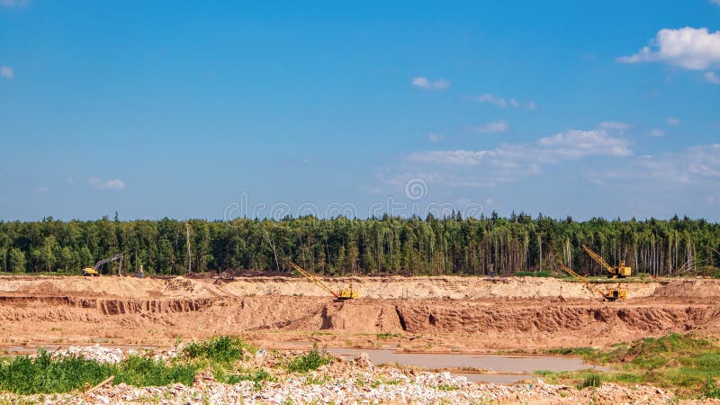Industrial Quarry. Sand Mining Stock Photo - Image of industry, quarry ...