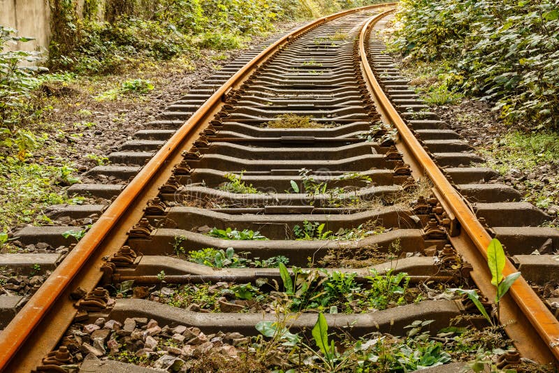Industrial Railway Track in Daytime Stock Image - Image of diminishing ...