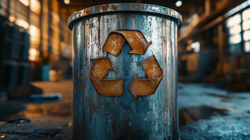 Industrial Recycling Bin in a Warehouse Setting. Stock Photo - Image of ...