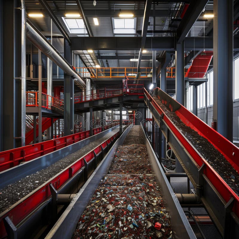 Industrial Recycling Sorting Line Stock Photo - Image of garbage ...