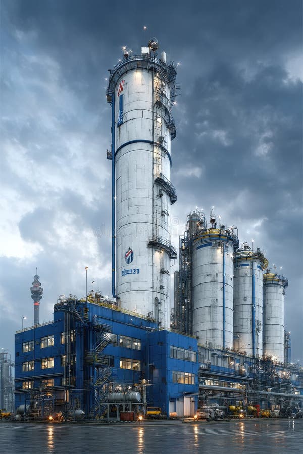 Industrial Refinery Complex Modern Petrochemical Plant Under Operation ...