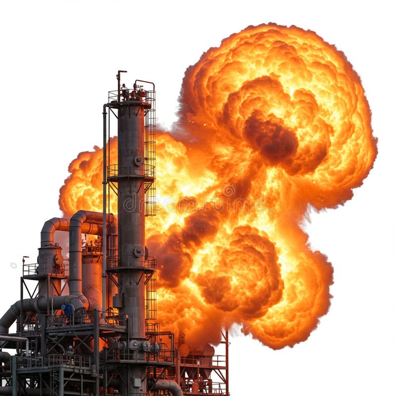 Industrial Refinery Structure with Tall Cylindrical Towers and ...