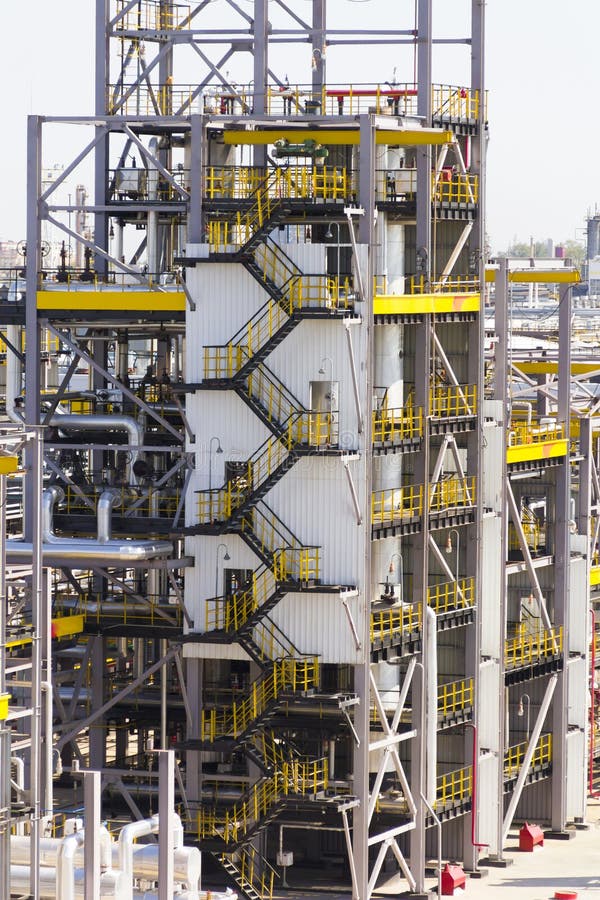Refinery Tower in Petrochemical Industrial Plant with Cloudy Sky ...