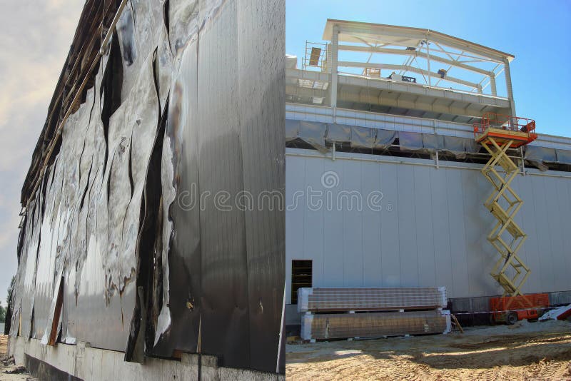 Industrial Refrigerator Warehouse in Construction Phase, Then Scorched ...
