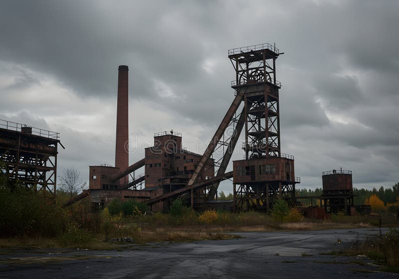 Industrial Relic: Coal Mine in Overcast Mood Stock Photo - Image of ...